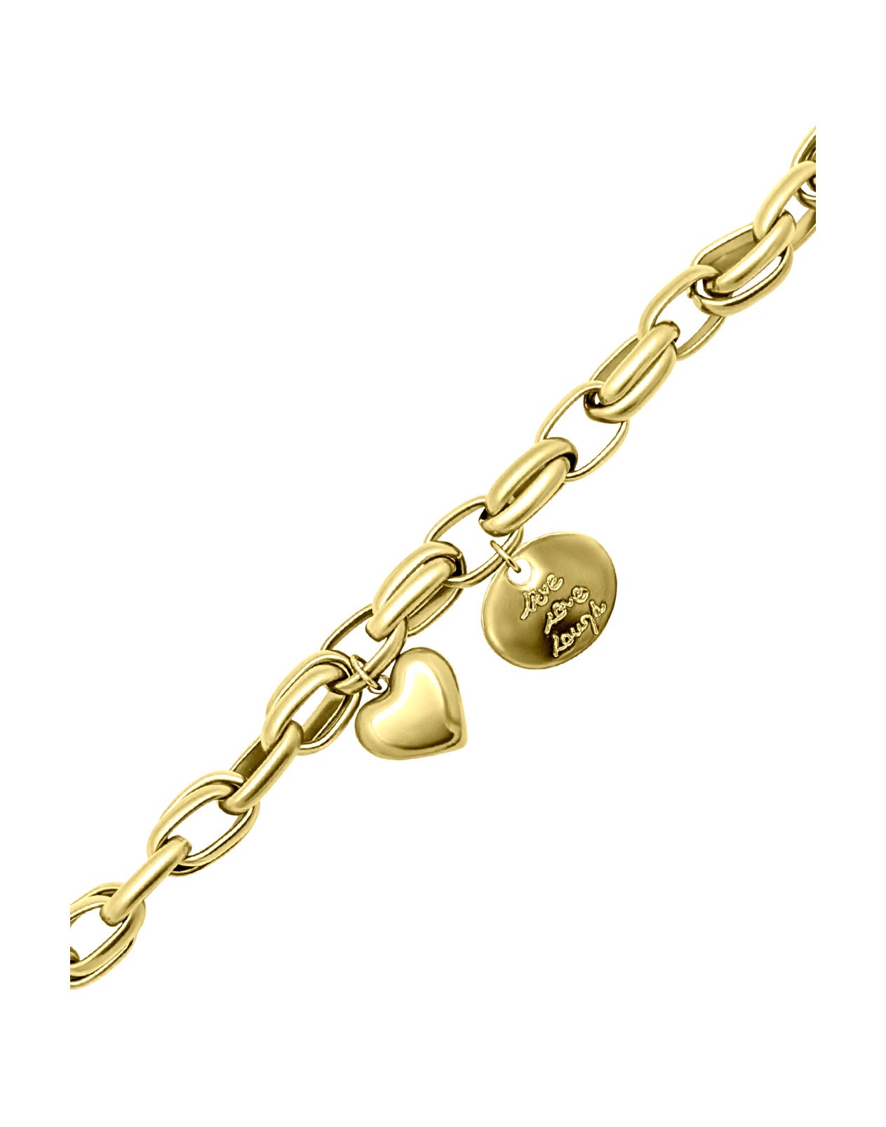 Bracelet en acier doré avec cœur et pastille pendants – Venizi