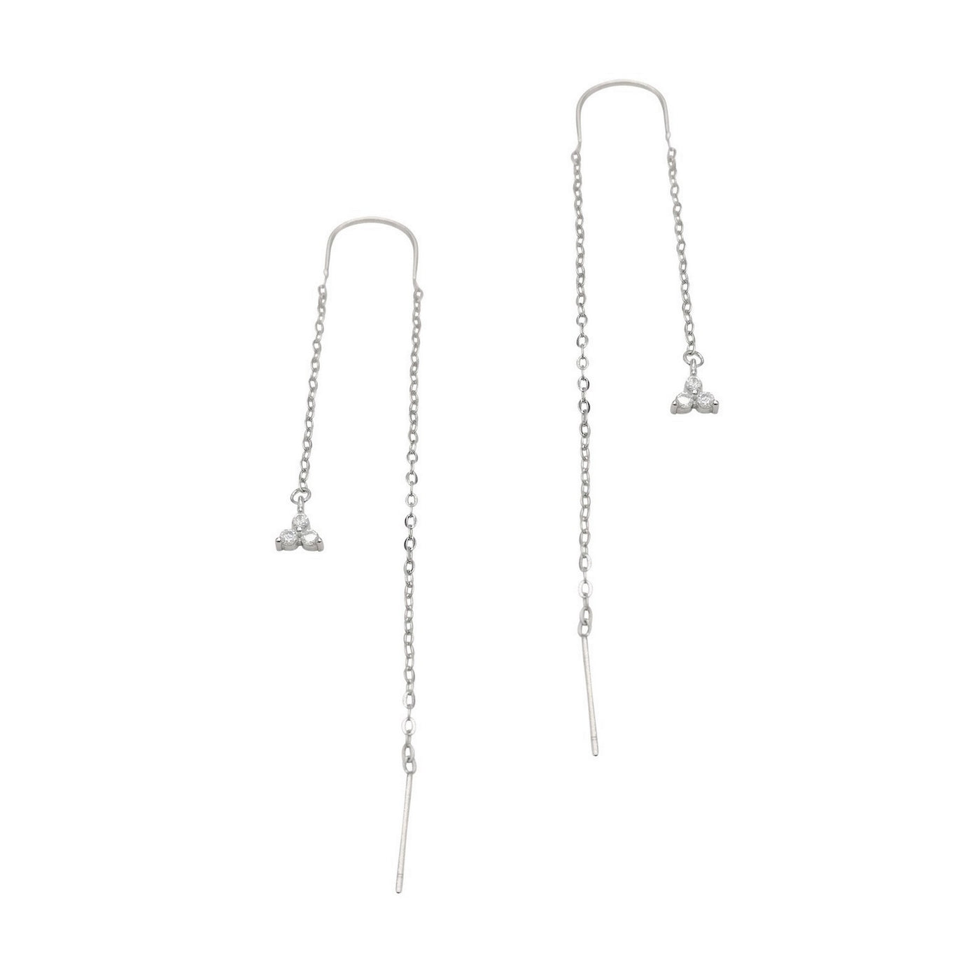 BOUCLES D'OREILLES EN ARGENT PETIT TRIANGLE PENDANT AVEC PIERRES – Venizi