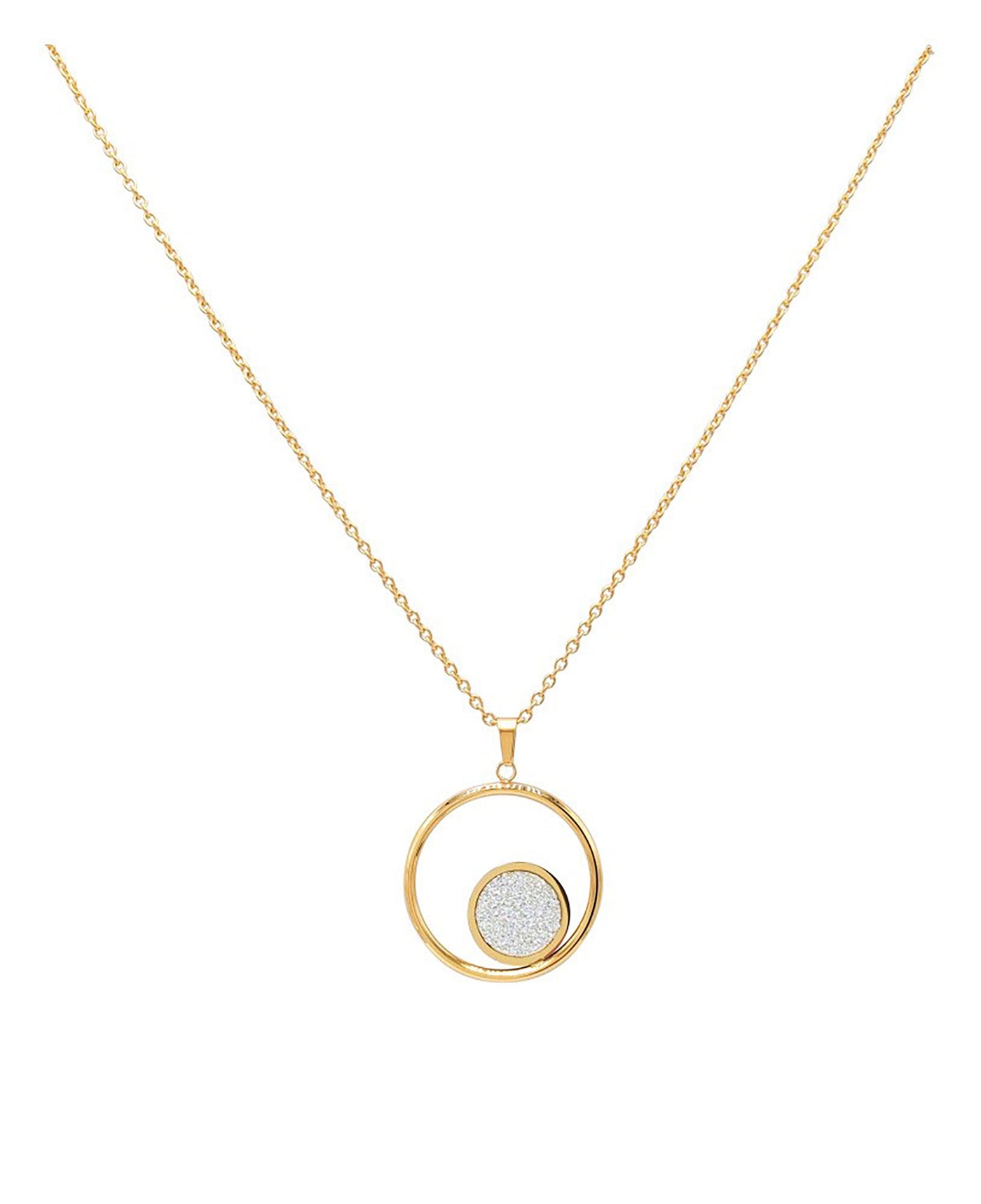 COLLIER EN ACIER JAUNE CERCLE ET PAILLETTES – Venizi
