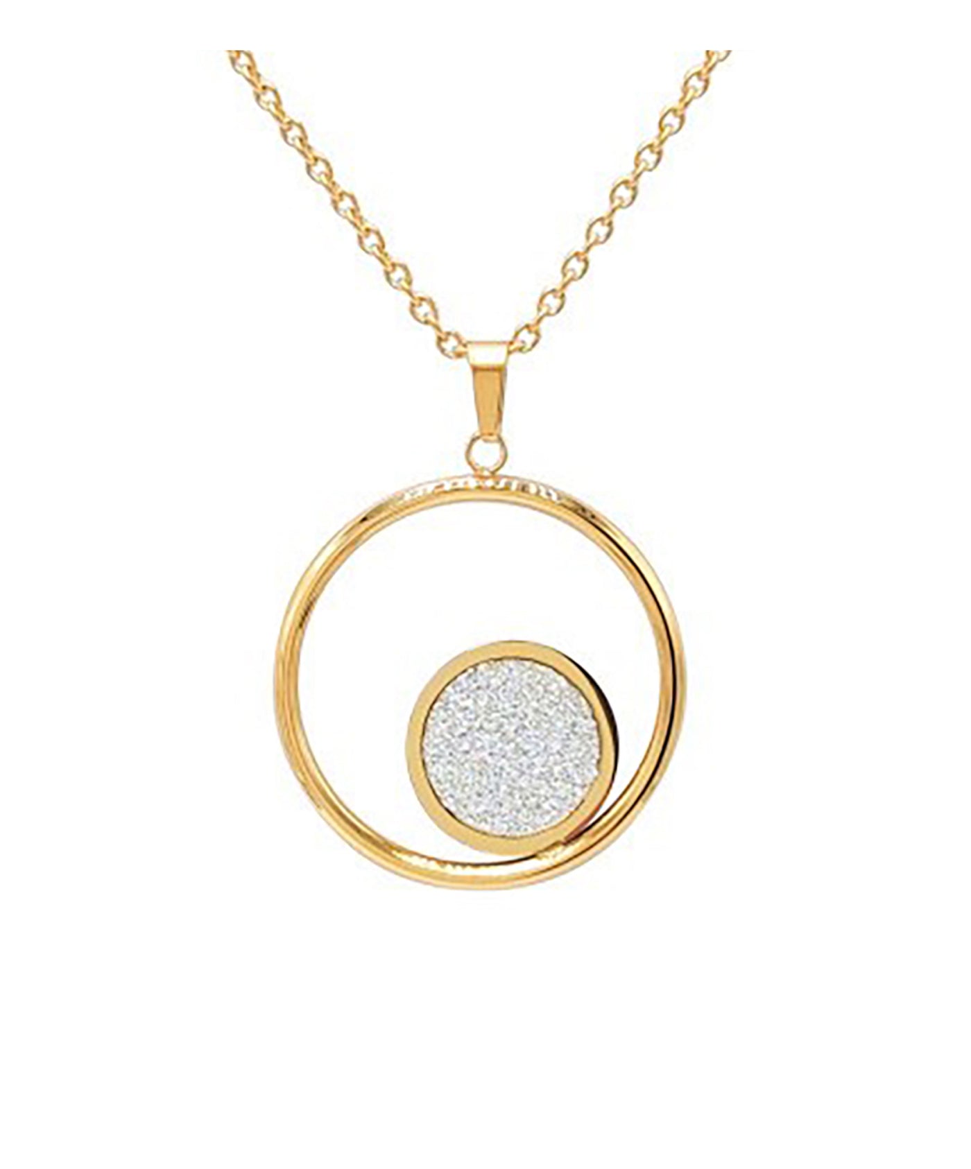 COLLIER EN ACIER JAUNE CERCLE ET PAILLETTES – Venizi