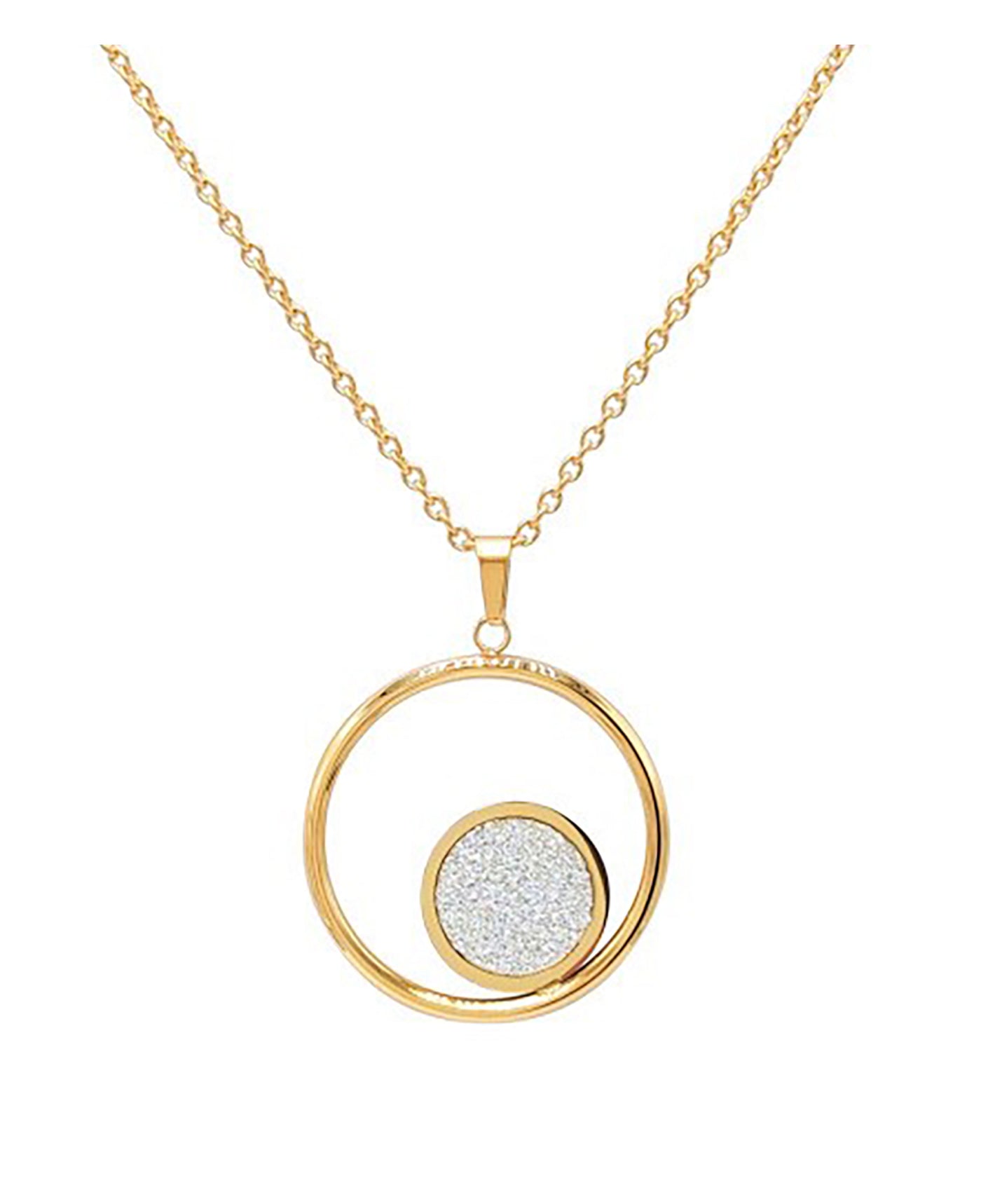 COLLIER EN ACIER JAUNE CERCLE ET PAILLETTES – Venizi