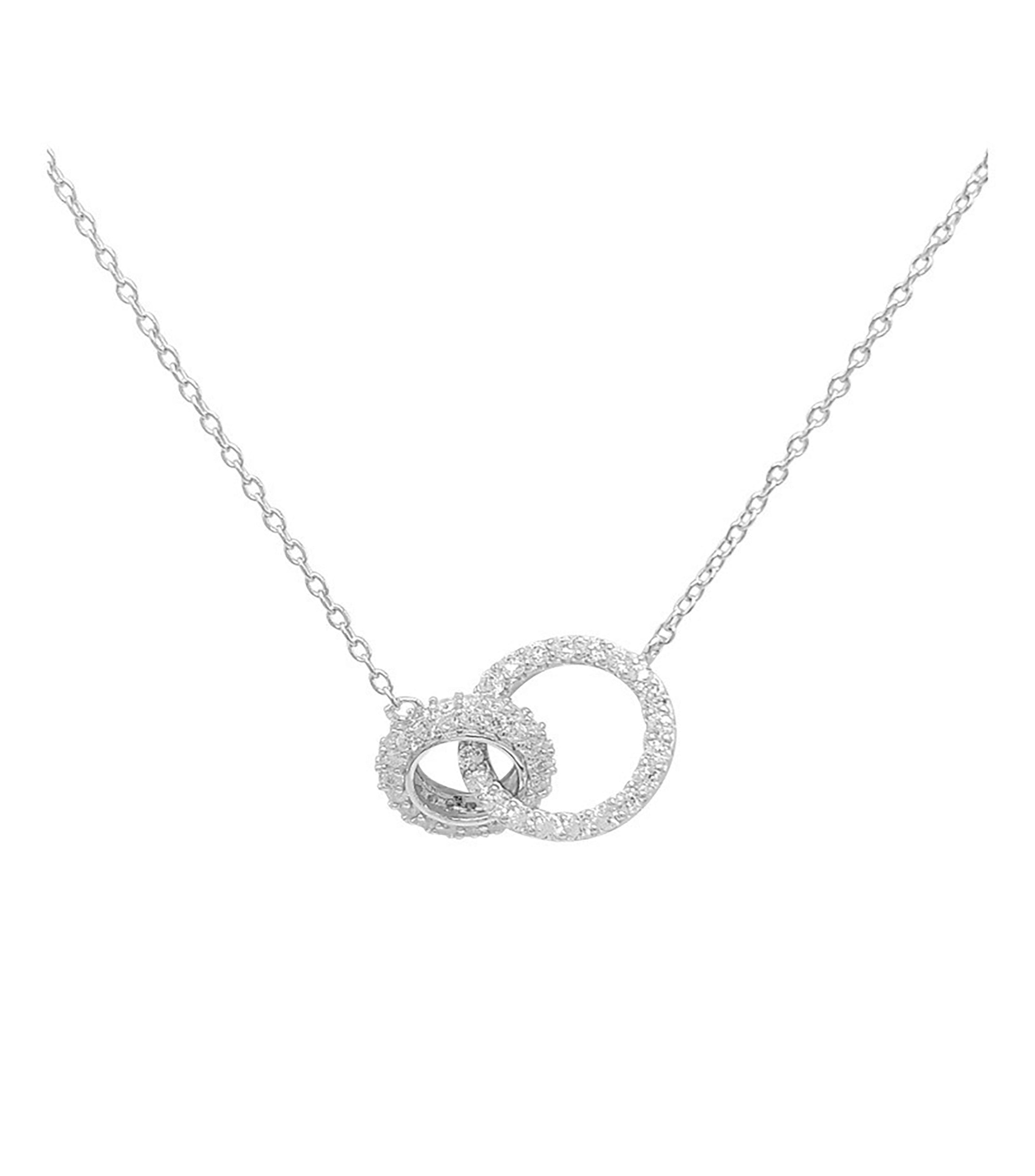 Zilveren damesketting met cirkels en strass steentjes – Venizi