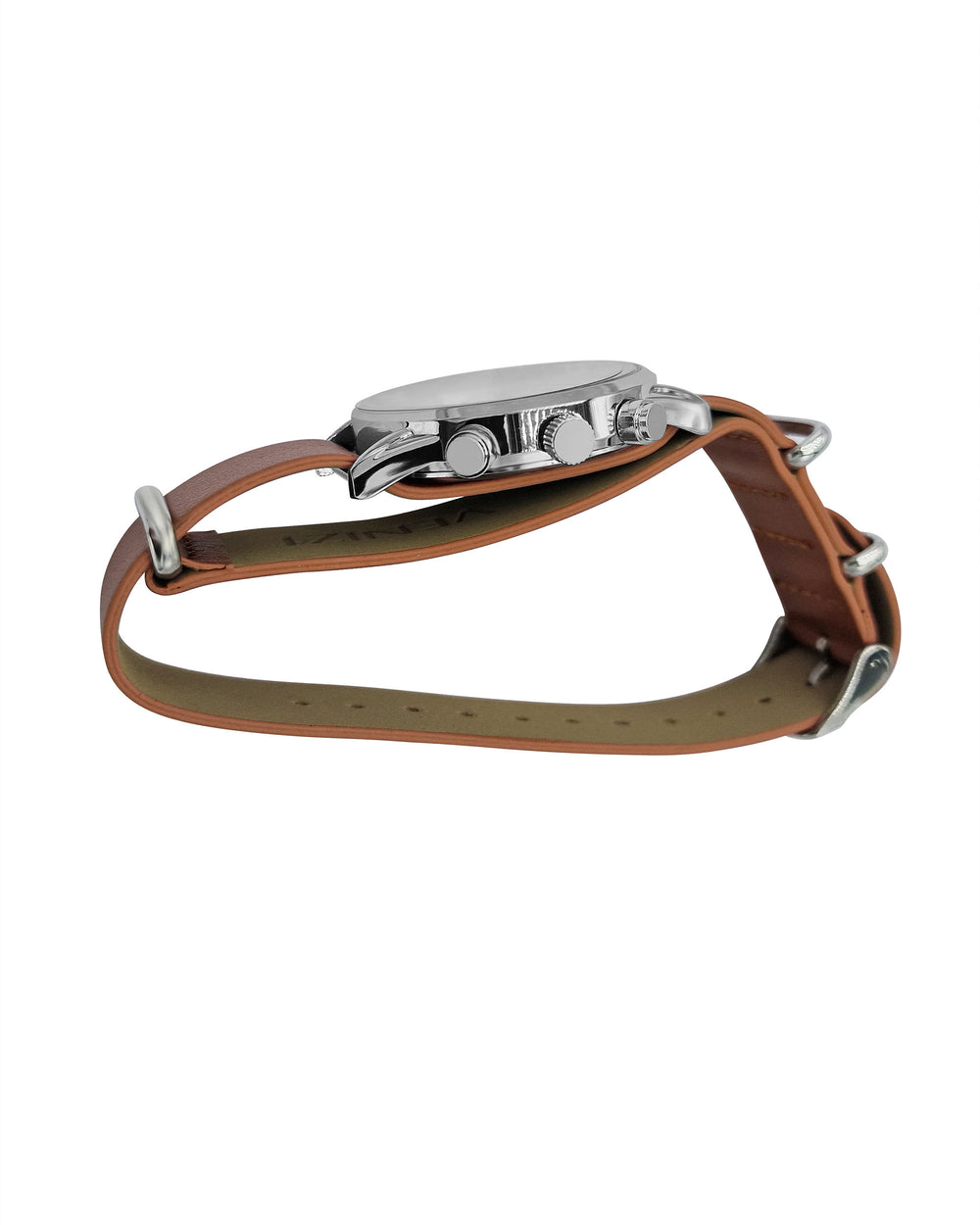 Montre femme Venizi bracelet double en cuir brun